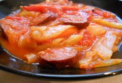 HUNGARIAN RECIPES, LECSO, MIXED PEPPER STEW WITH KOLBASZ